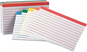 Amazon.com : Color Coded Bar Ruled Index Cards 3 x 5 Assorted Colors ...