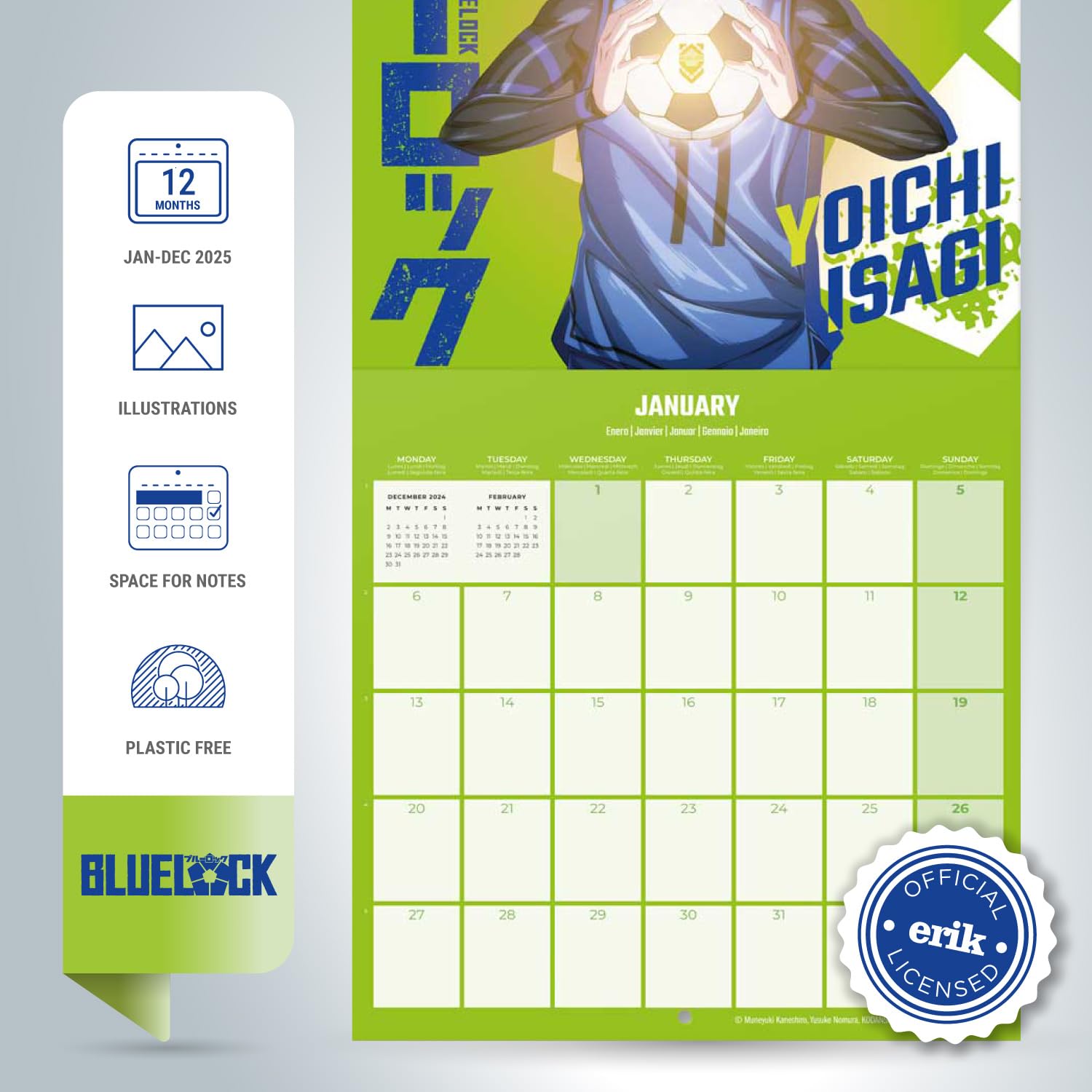 Grupo Erik Wall Calendar 2025 – Blue Lock | 12″ x 12″ Square Calendar ...