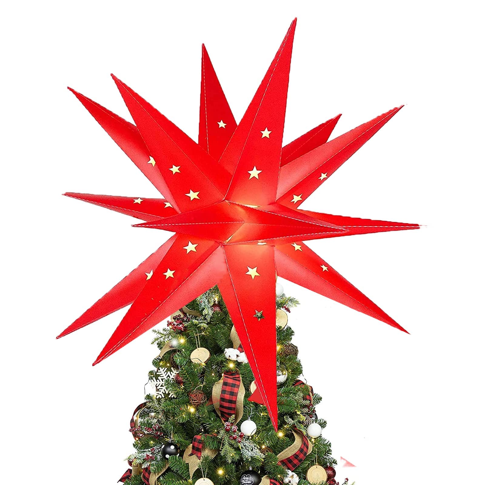 Buy 3D Moravian Star Tree Topper LED Christmas Star 23 inch Christmas ...