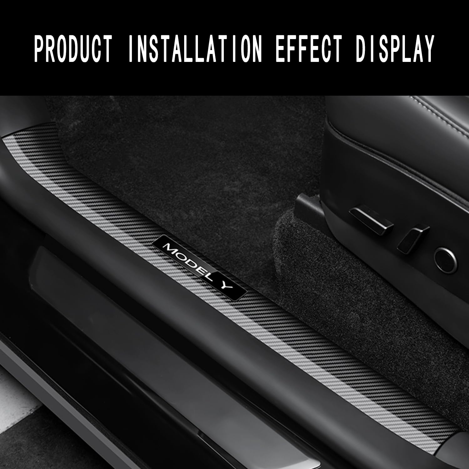 YUDAO CULTURE 4 Pack Tesla Model Y Door Sill Protector, Carbon Fiber ...