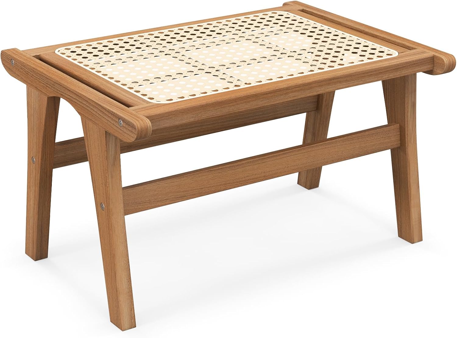 Amazon.com: Tangkula Ottoman Footstool, Natural Teak Wooden Foot Rest ...