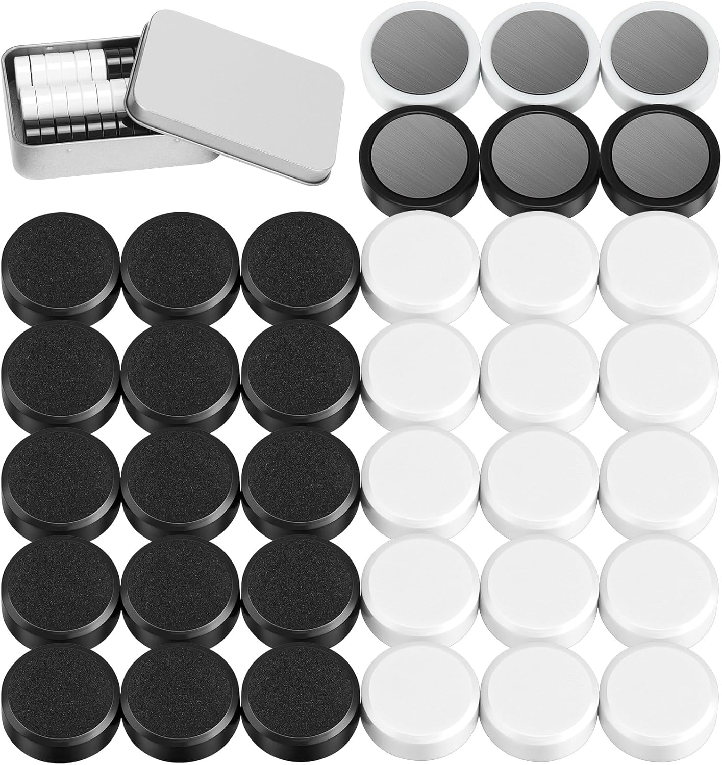 Wukong 36 Pack Round Fridge Magnets, Black+White Strong Whiteboard ...