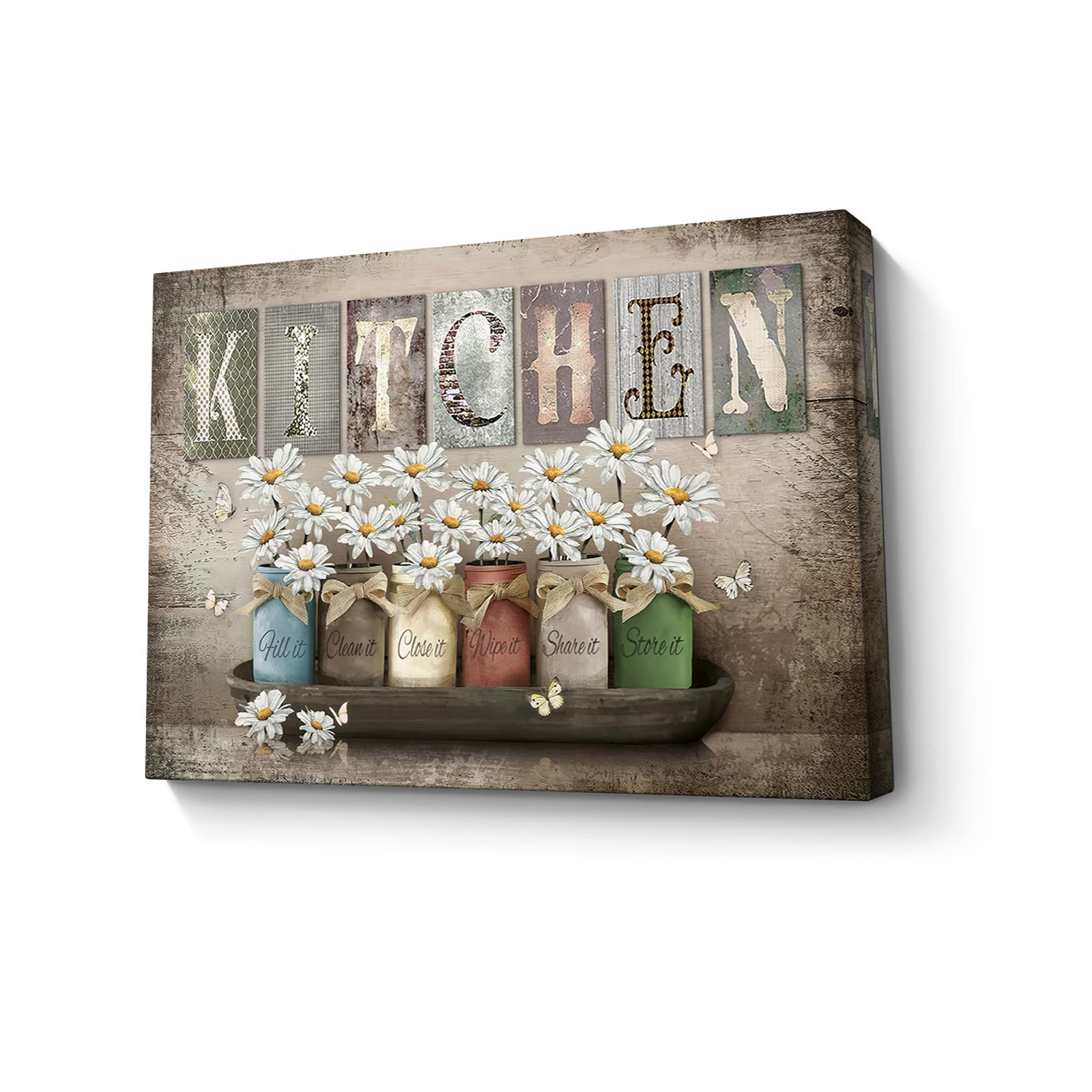 Amazon.com: Kitchen Wall Decor Canvas Wall Art Rustic Farmhouse Kitchen ...