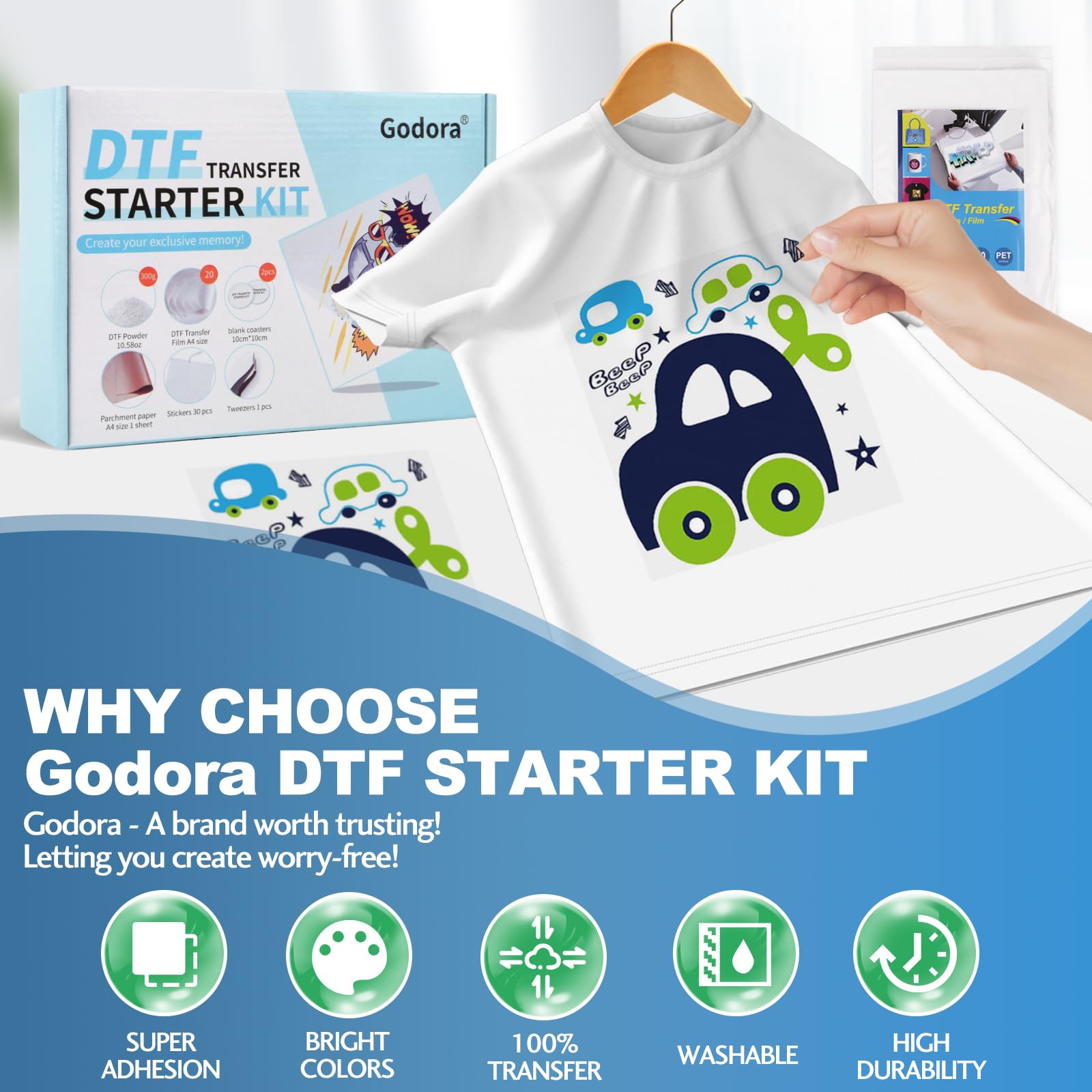 Snapklik.com : Godora Upgrade DTF Transfer Powder Film Kit, All-in-1 ...
