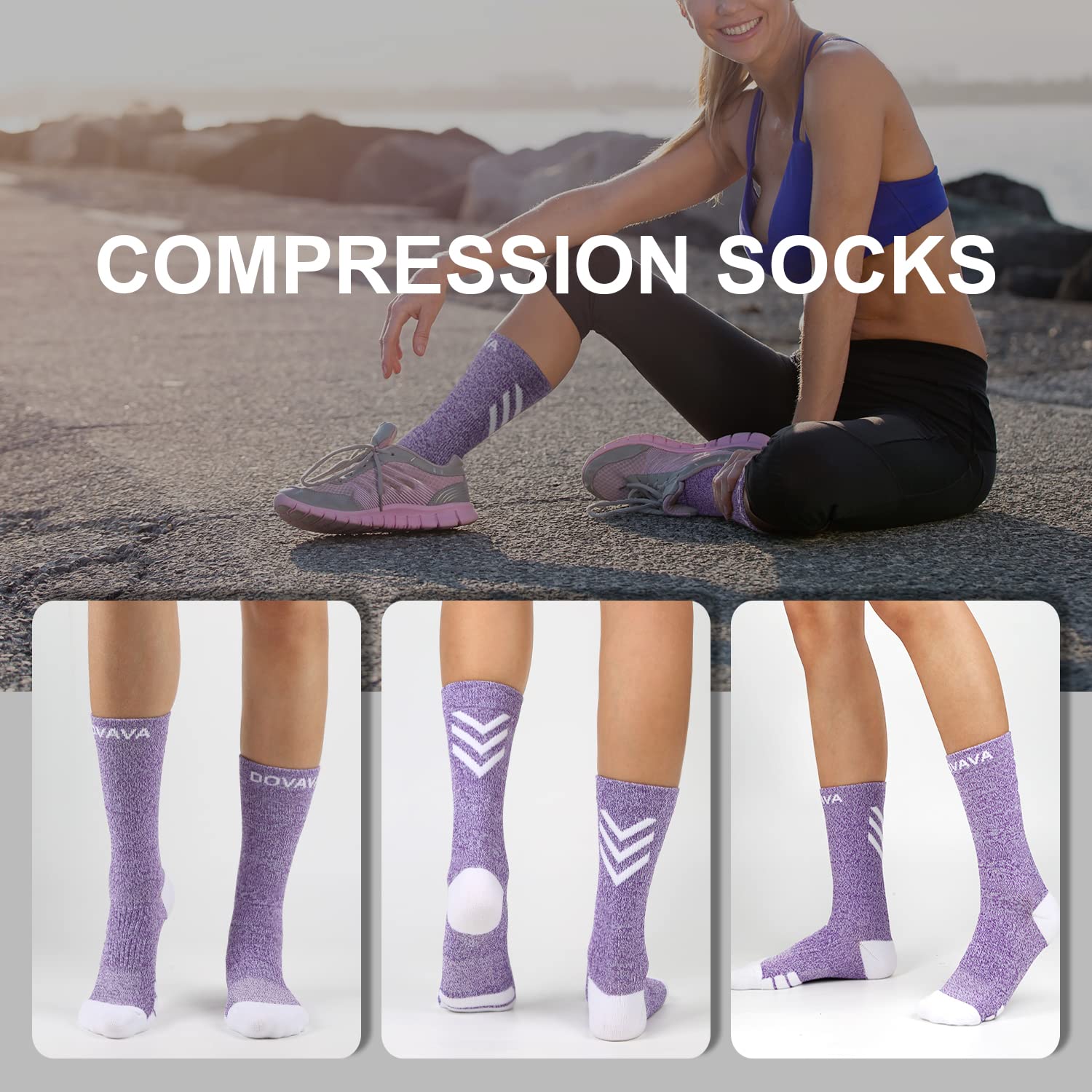 Snapklik.com : DOVAVA Dri-tech Compression Crew Socks 15-20mmHg