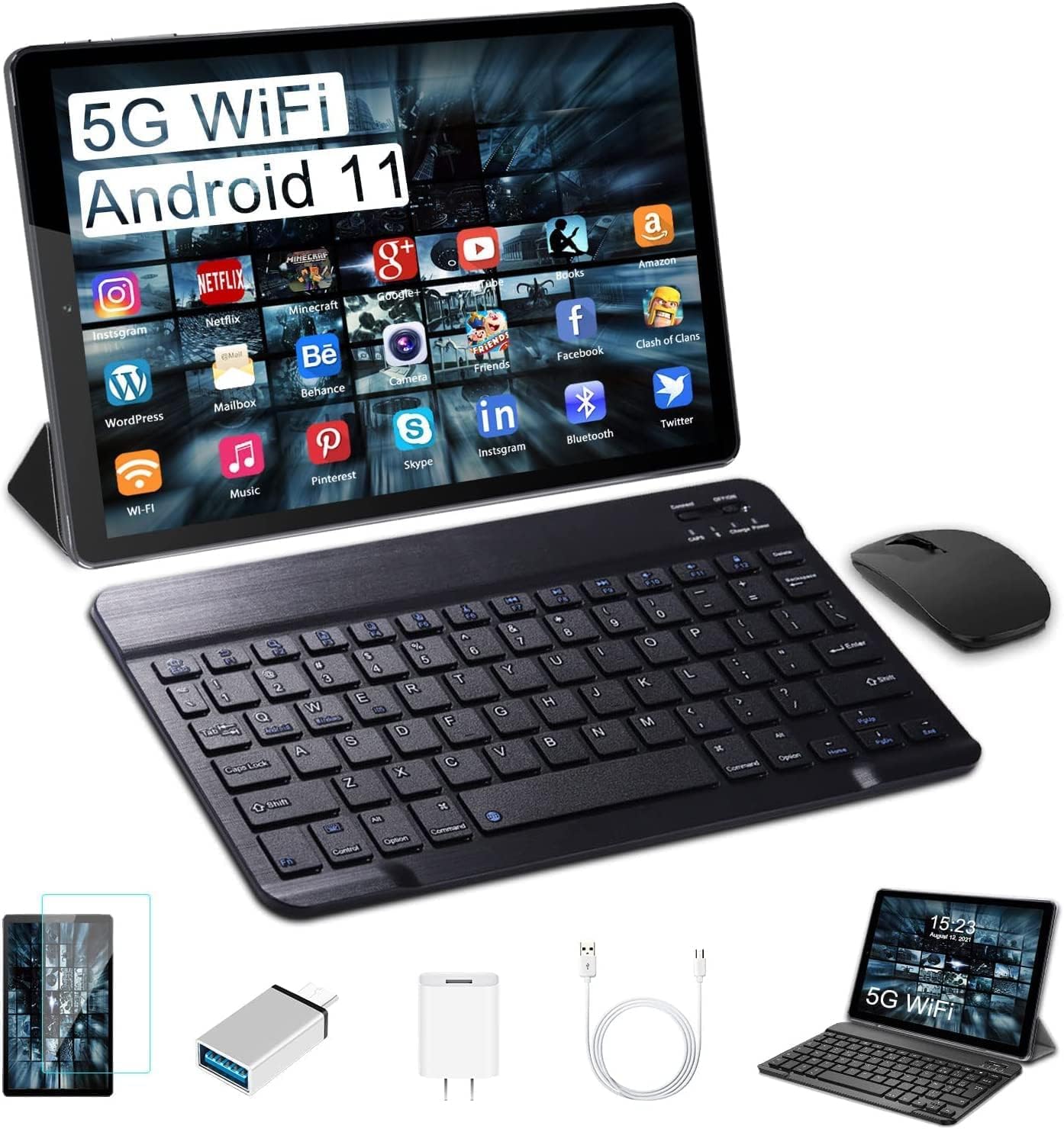 DUODUOGO 5G Tablette Tactile 10.1 Pouces, Android 11 Tablette,1.8Ghz ...
