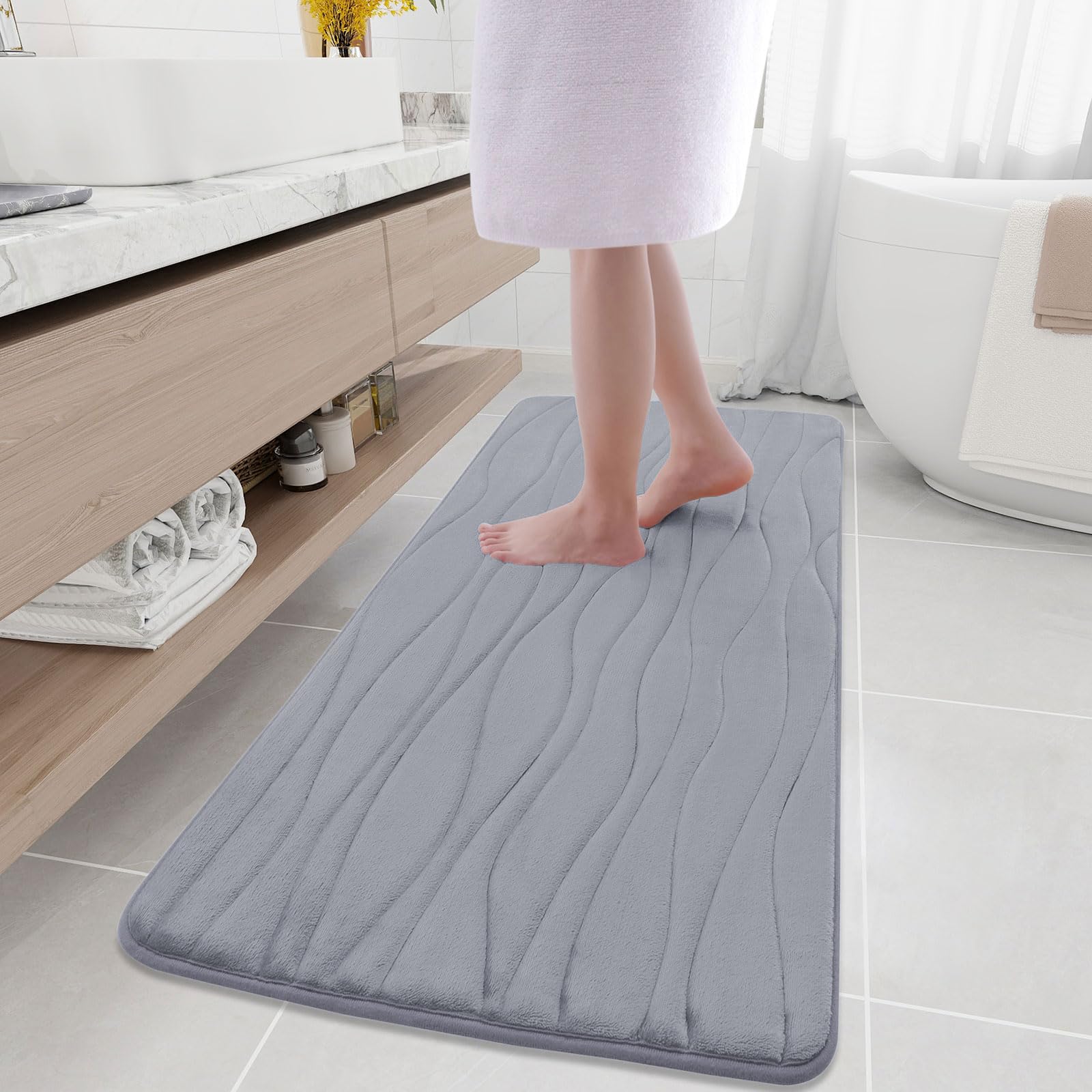 Amazon.com: Buganda Memory Foam Bathroom Rug Mat 59x24, Extra Soft and ...
