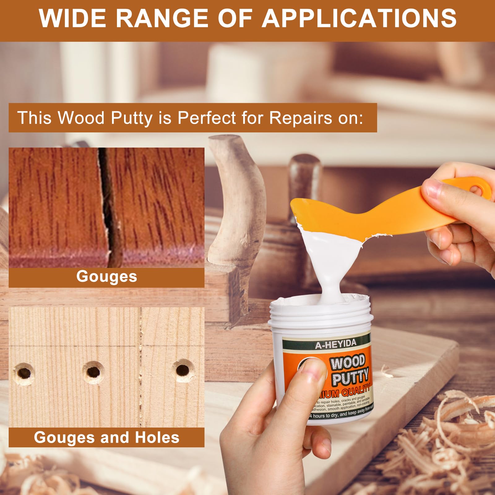 Snapklik.com : White Wood Filler - Wood Filler Putty Repair Kit, 17.63 ...
