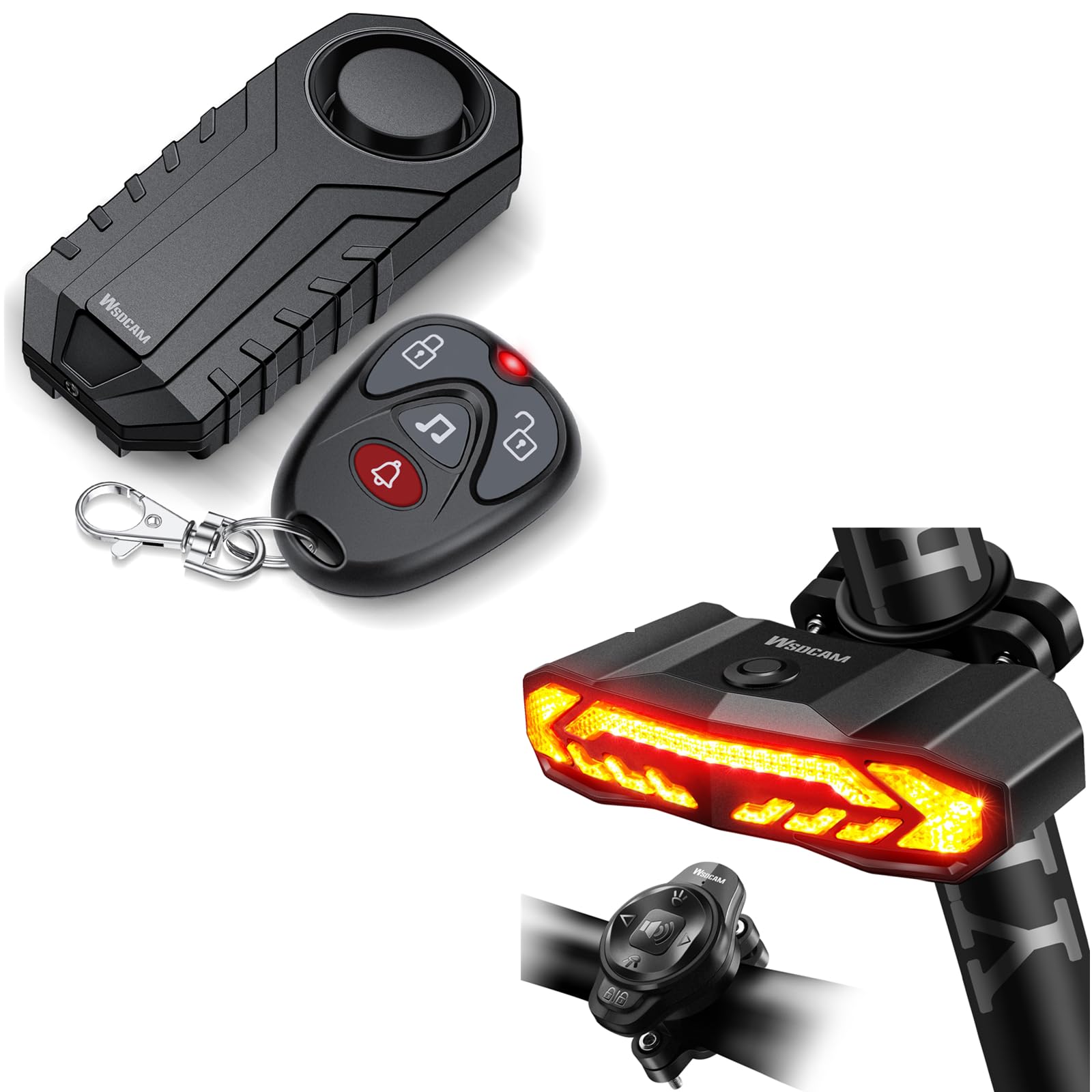 Amazon.com : WSDCAM 113dB Bike Alarm & Smart Bike Turn Signals Alarm ...