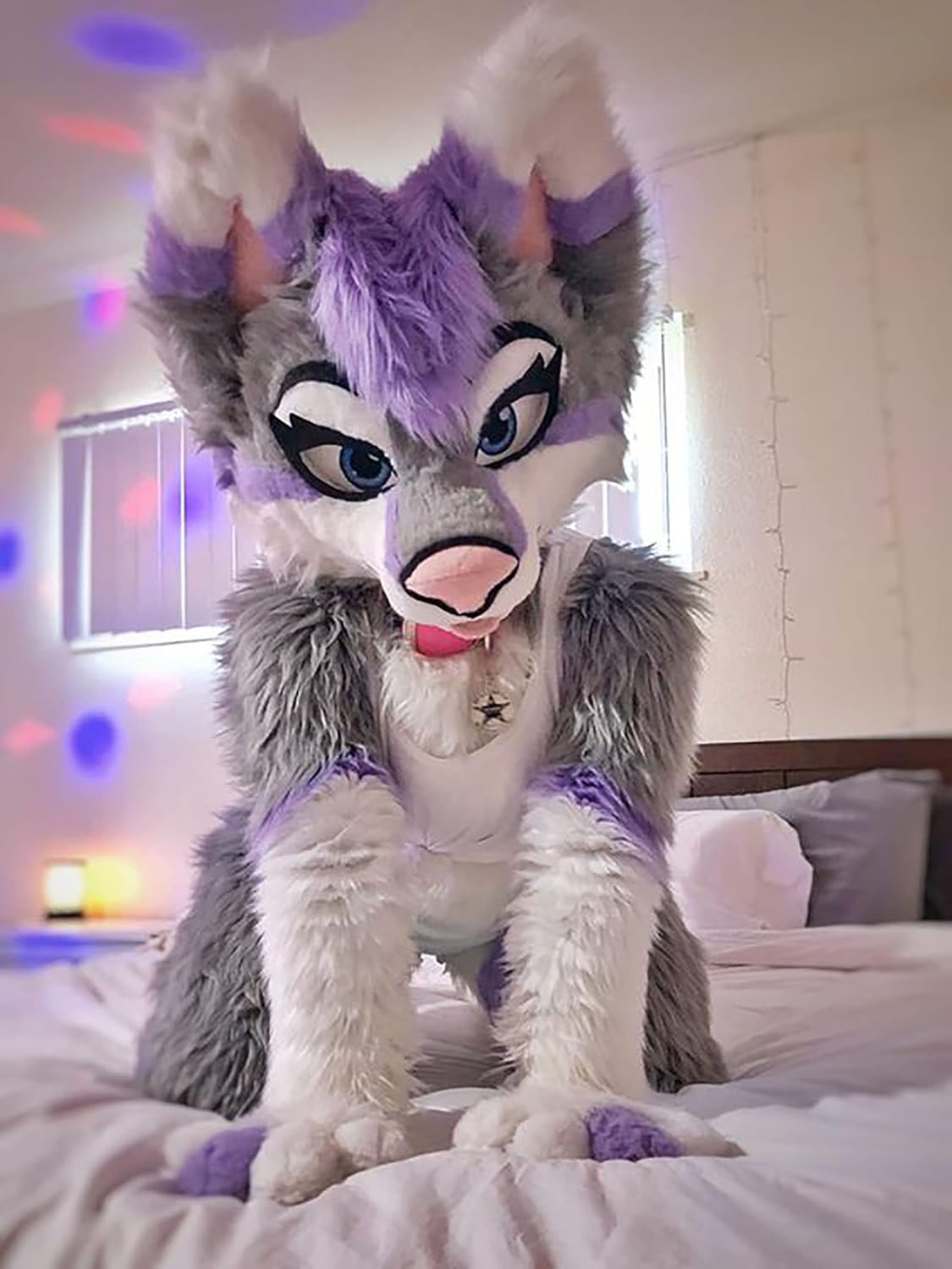 Amazon.com: Grey Purple Cat BIGGER Digitigrade Husky Fursuit Costumes ...