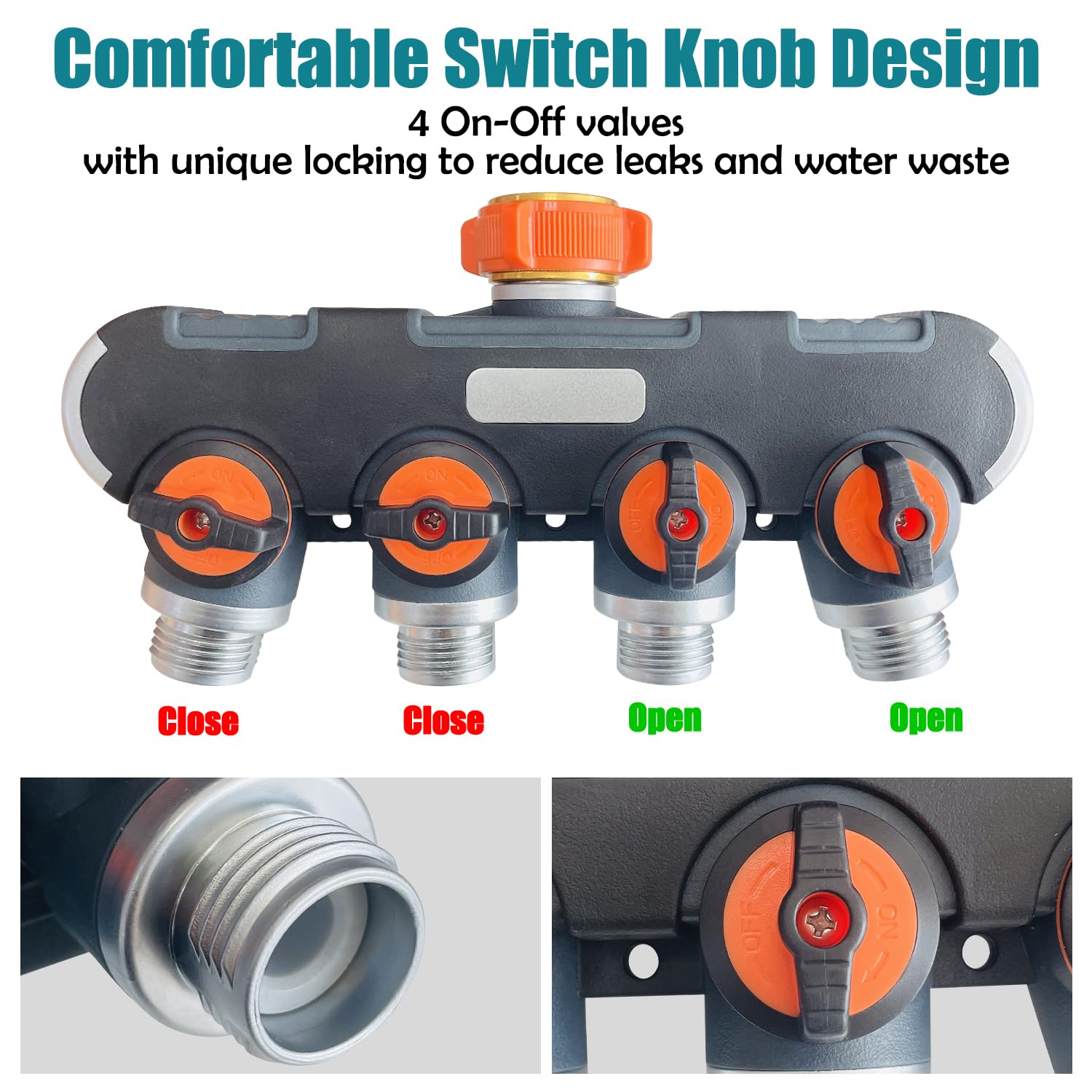 Garden Hose Splitter 4 Way Hose Faucet Anifold Water Pipe Splitter ...