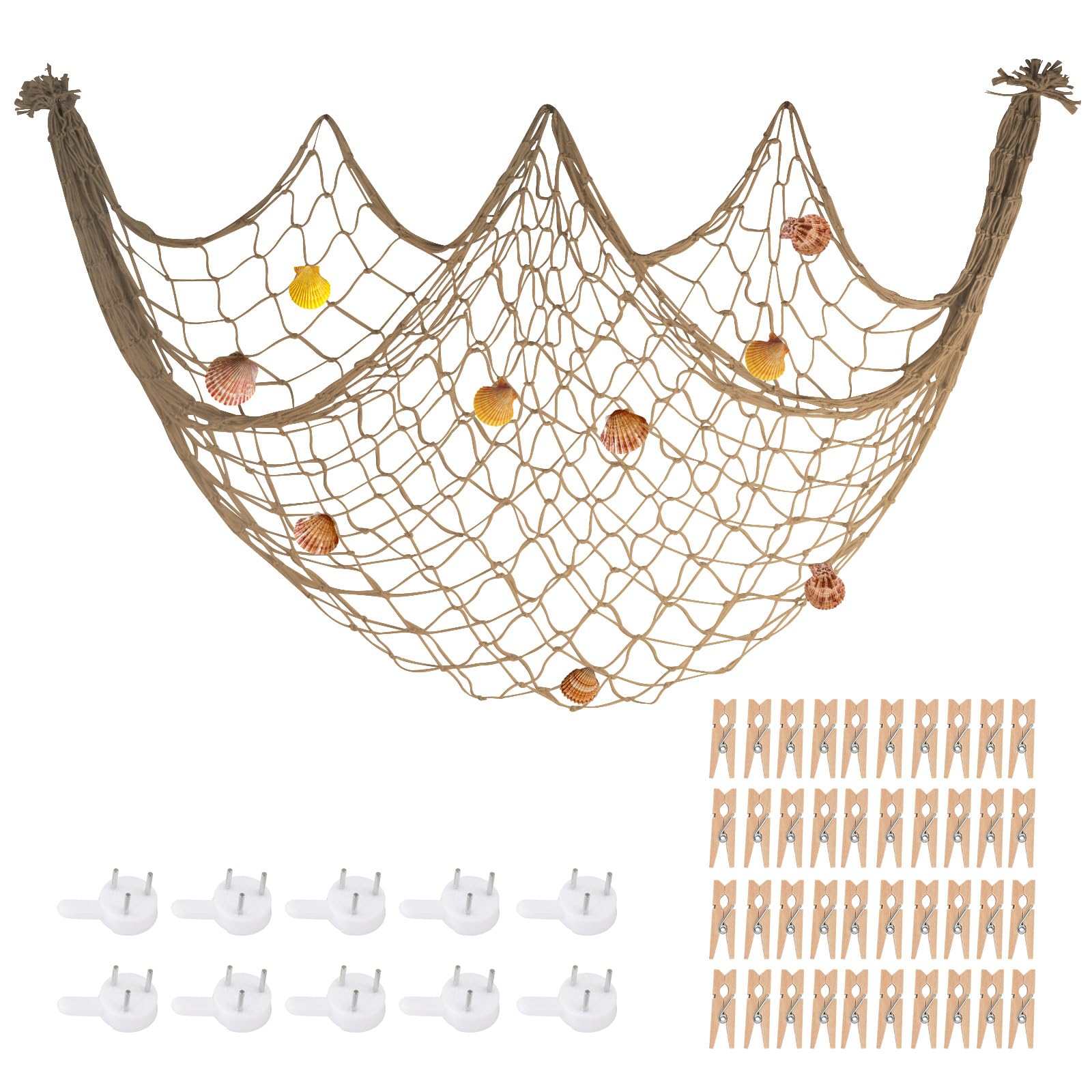 Amazon.com: 80x40 Inch Decorative Fishing Net w/Shells & Clips, 3mm ...