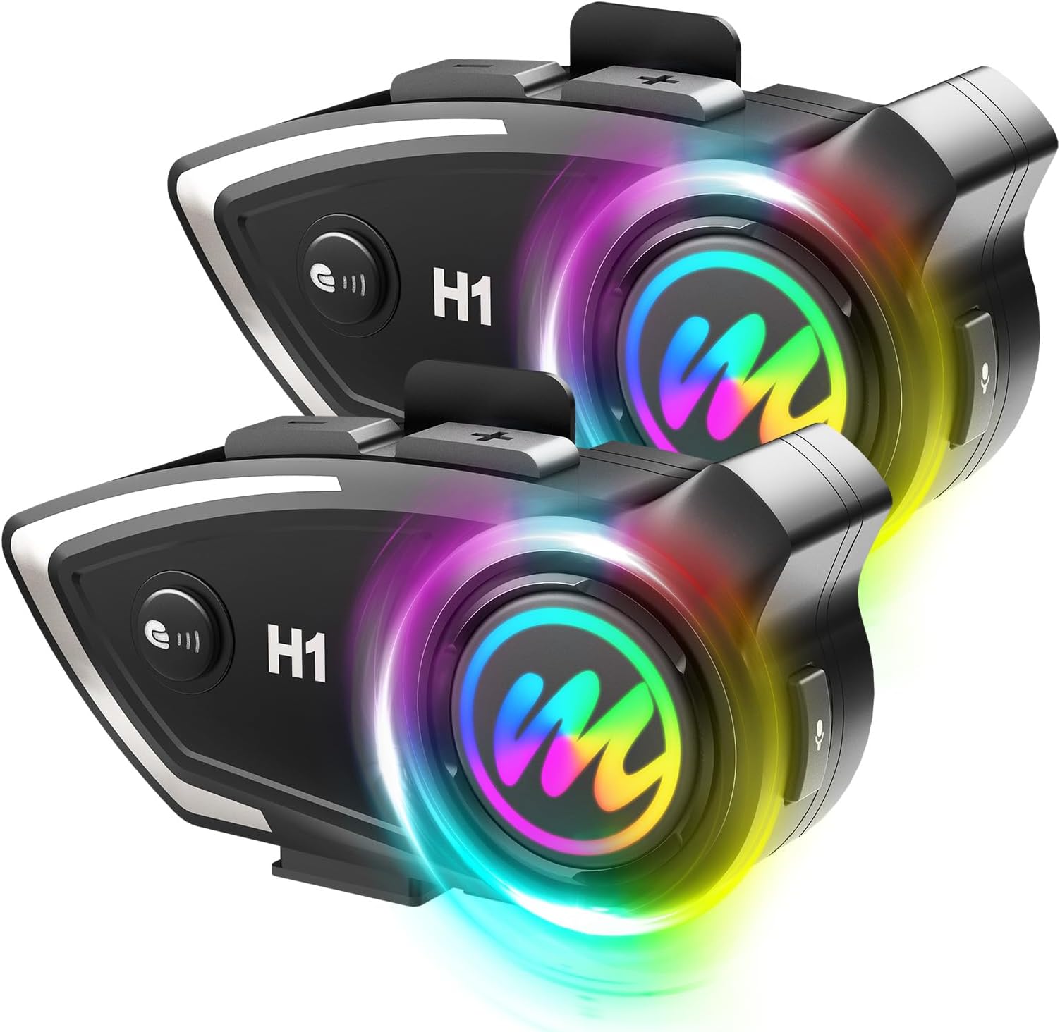 Amazon.com: Moman Motorcycle Intercom Headset, H1 2 Pack Communication ...