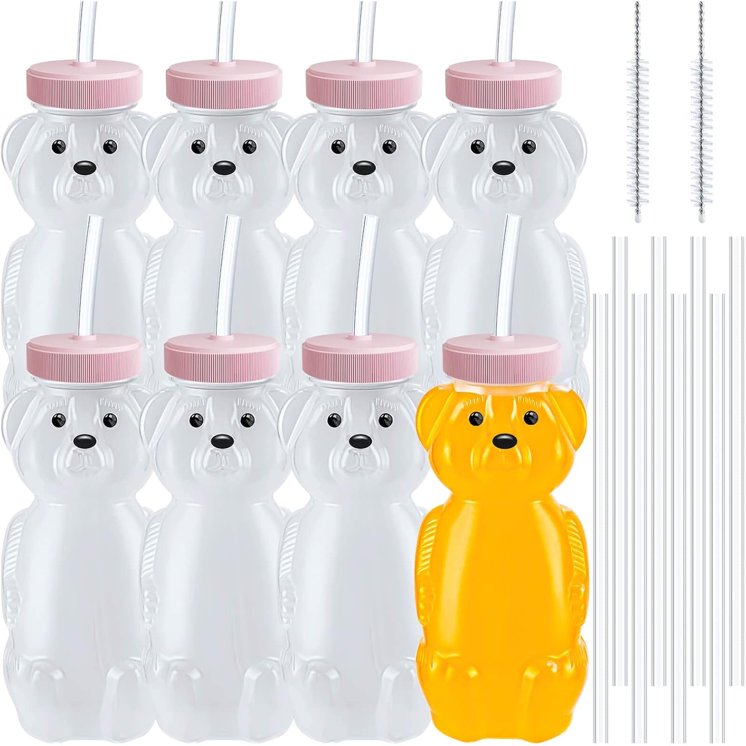 Amazon.com: 8 PCS Honey Bear Straw Cup, Baby Straw Cups with 16 ...