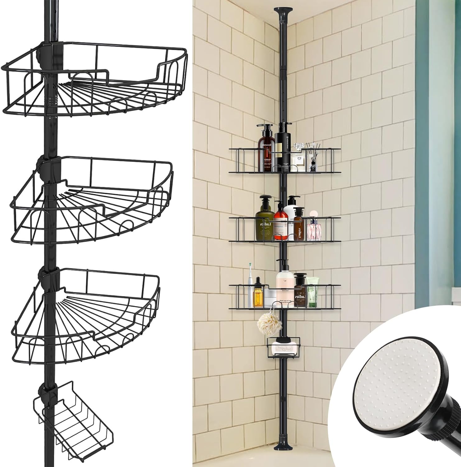 Amazon.com: DIOVPLX Rustproof Shower Caddy Tension Pole, Stainless ...