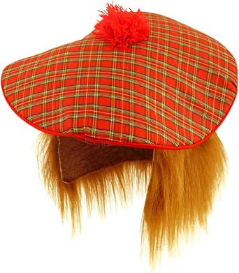 HD Novelty Scottish Tam O'Shanter Hat with Ginger Hair for Adults ...