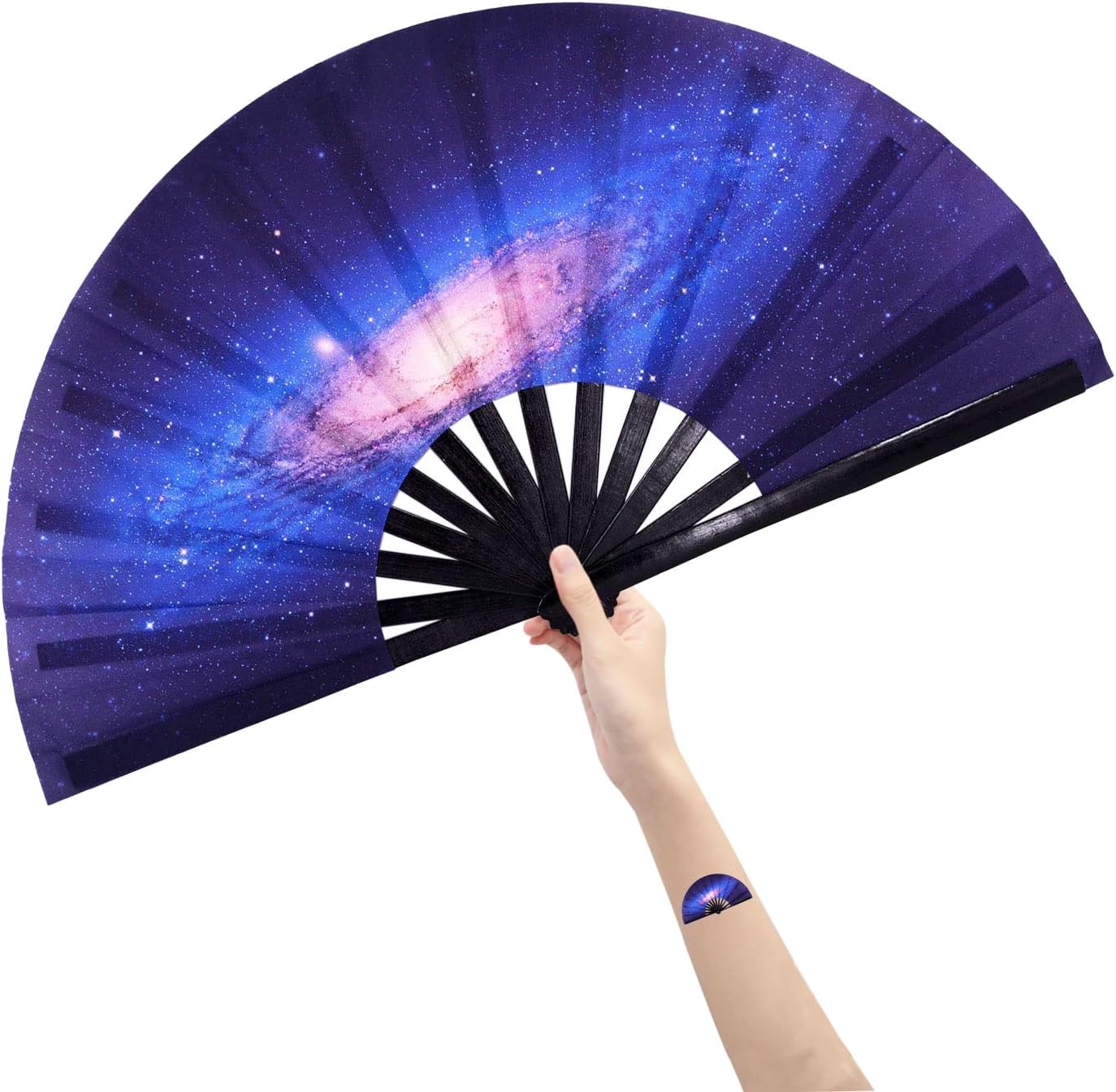 Amazon.com: 2 Pieces Large Folding Fan Handheld Nylon Cloth Foldable ...