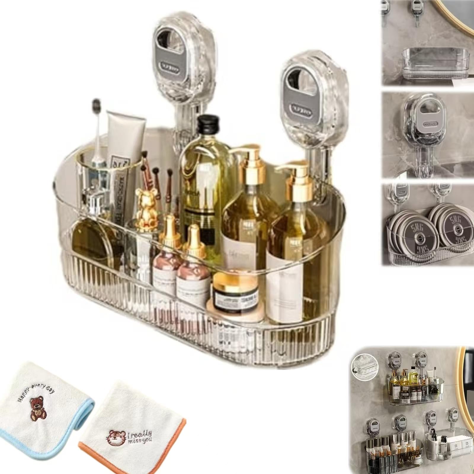 Amazon.com: Firmstaunch Suction Cup Storage, No-Drill Bathroom Suction ...