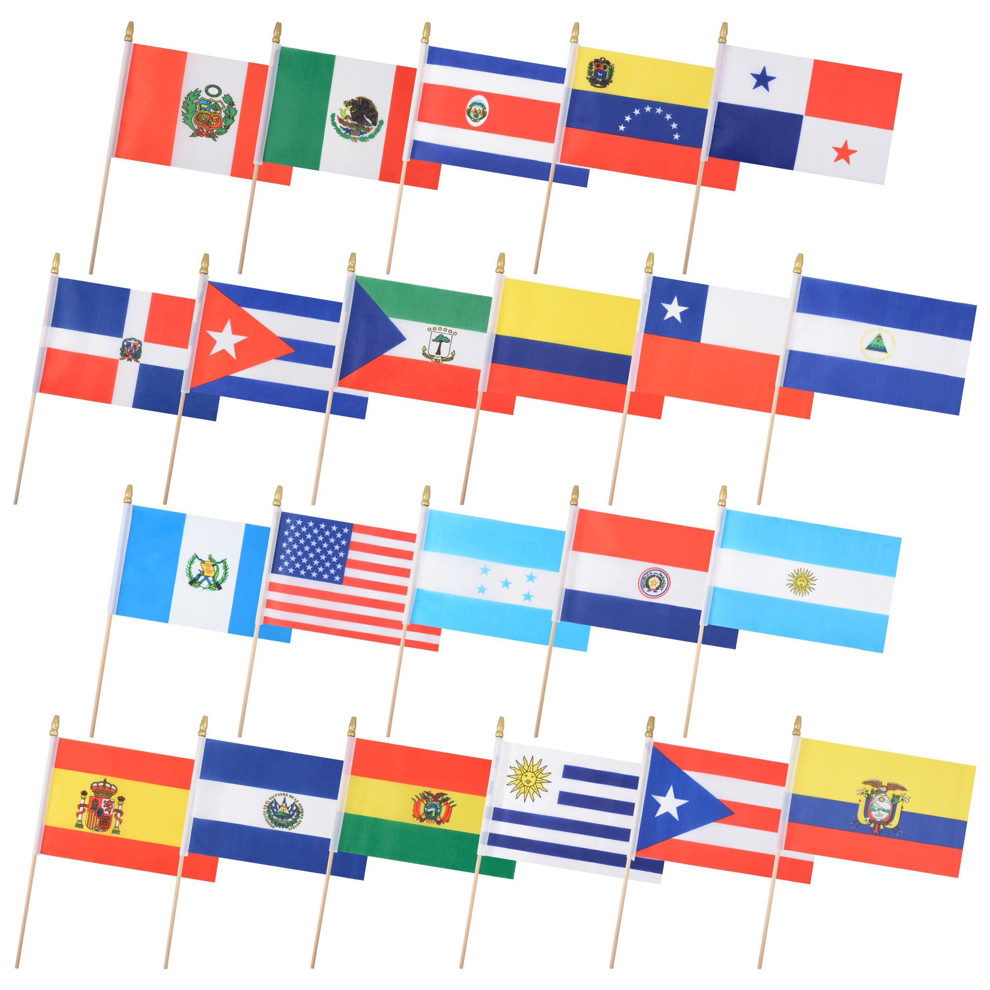 22 Pack Latin America Countries Stick Flags Set Spanish Speaking ...