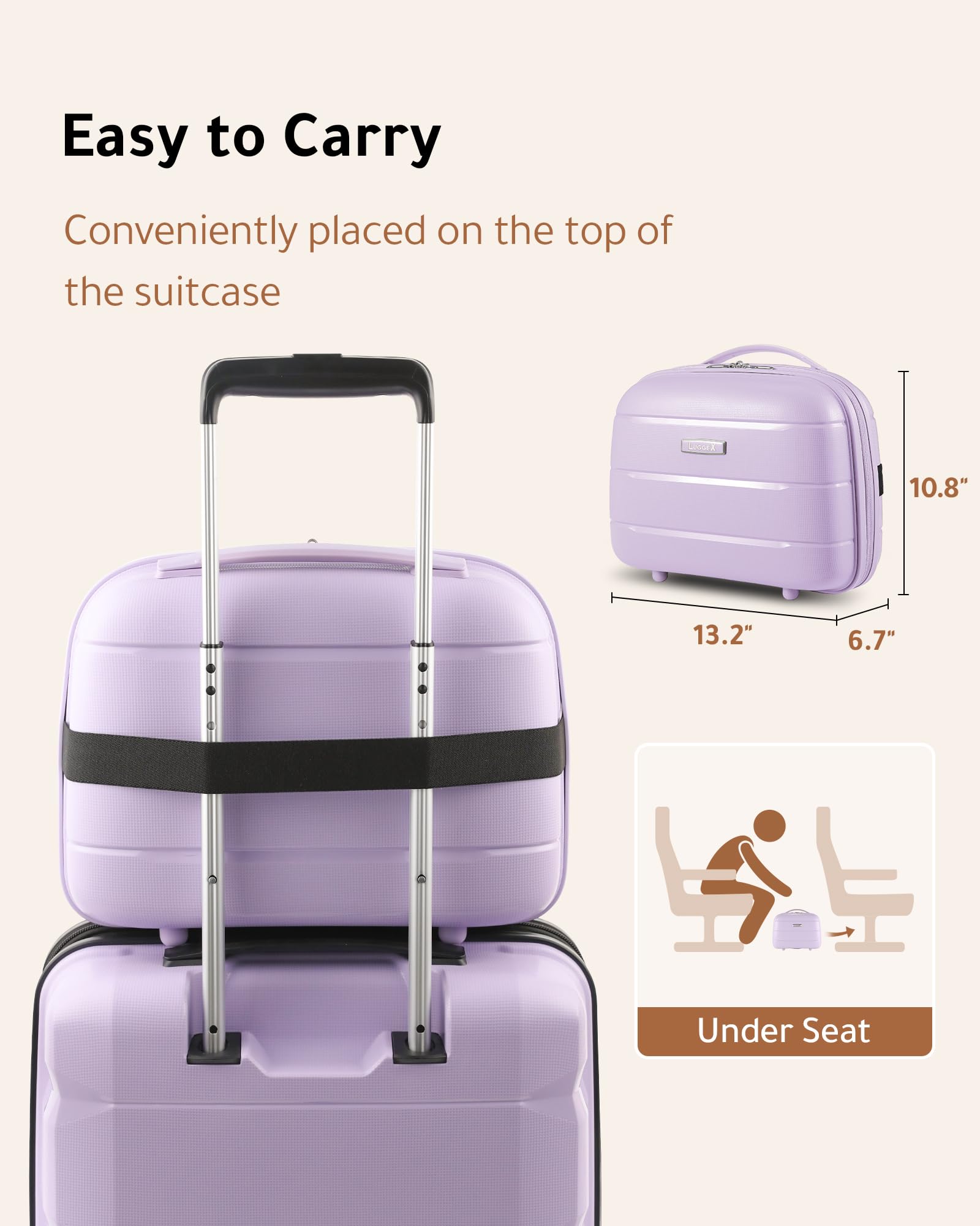 LUGGEX Purple Underseat Carry on Luggage Airline Approved - Hard 14 ...