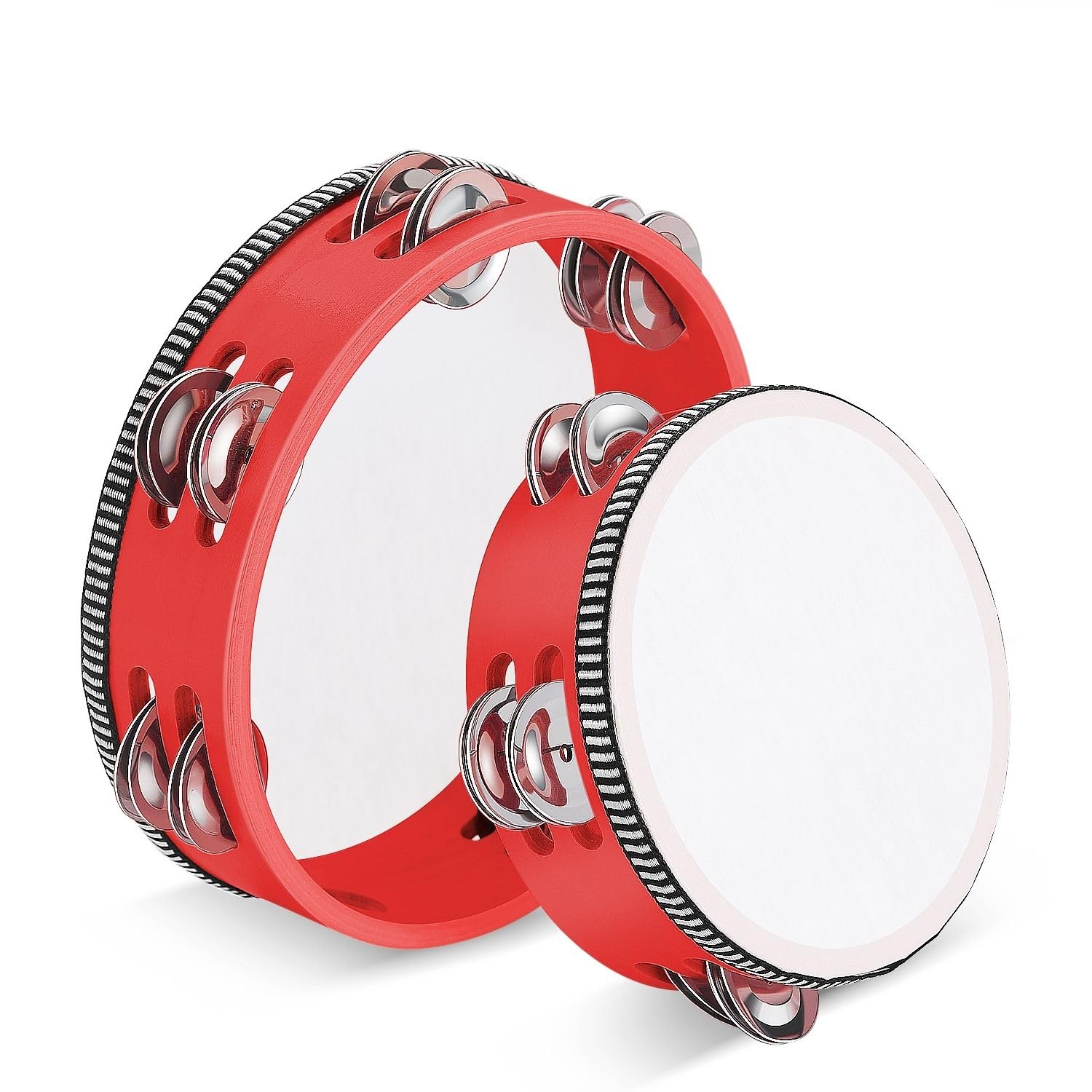 Snapklik.com : Flexzion Wood Handheld Tambourine For Kids - 8 & 6 Inch ...
