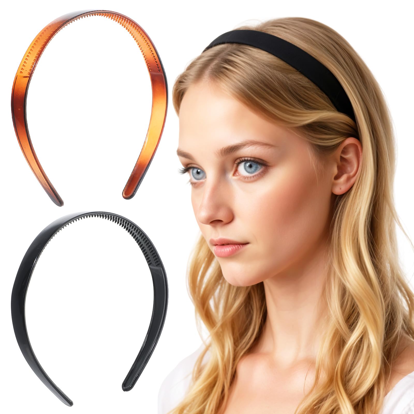 Amazon.com : JJUNW 2 Pcs Plastic Headband, Tortoise Shell Headband With ...