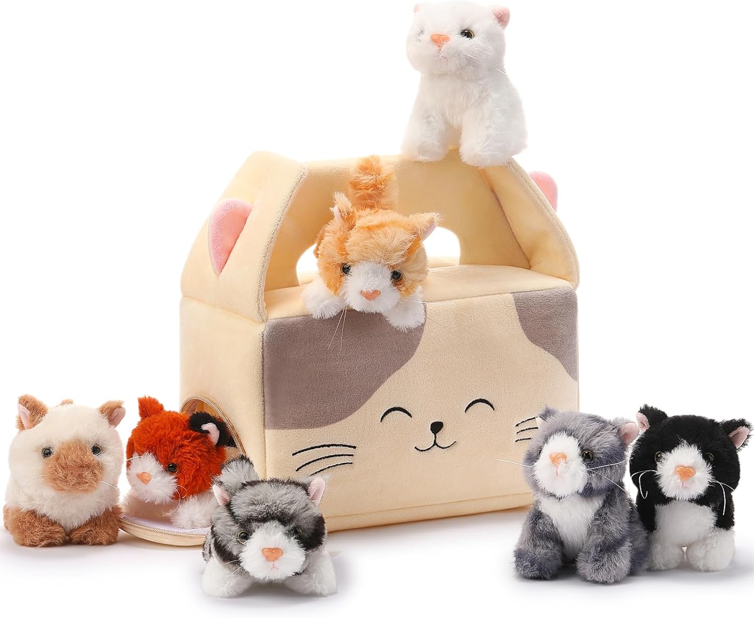 Amazon.com: Blueweenly 8 Pcs Cat Stuffed Animal Set Plush House with 7 ...