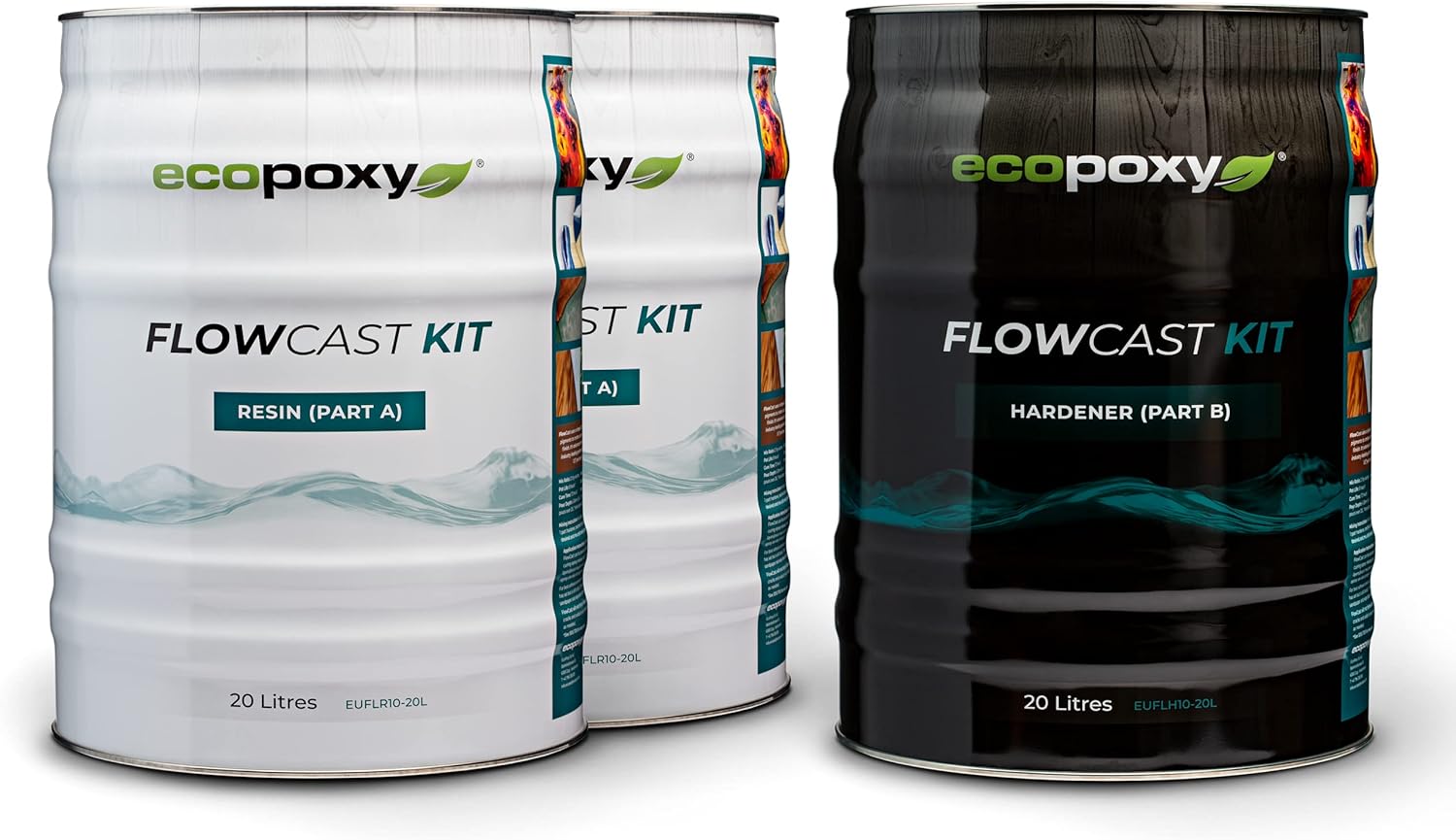 ecopoxy FlowCast Kit 60 Liter - Epoxidharz 2 Komponenten Set inkl ...