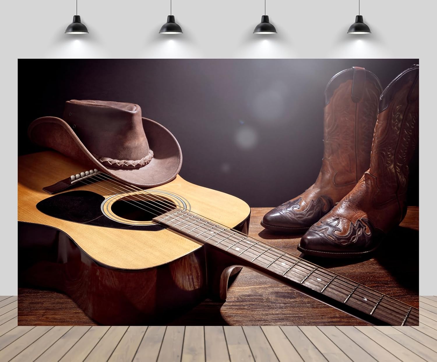 Amazon.com : CHNYWORK 5ftx4ft Country Music Backdrop Cowboy Hat Guitar ...