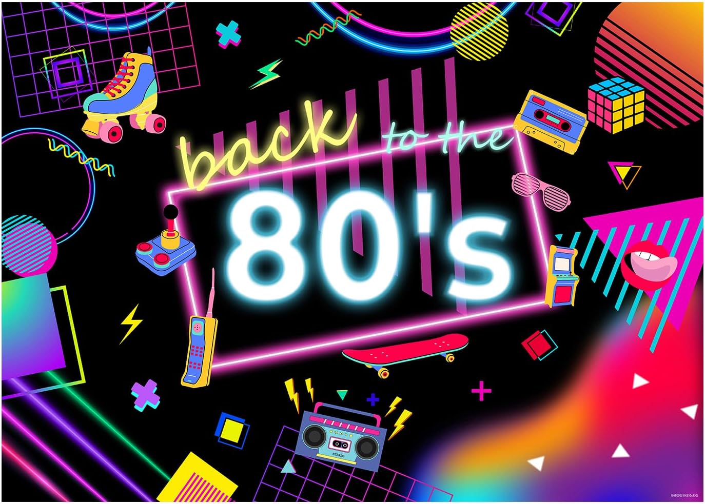 Amazon.com : Ladvis Neon Back to 80s Backdrop, 1980 Party Supplies ...