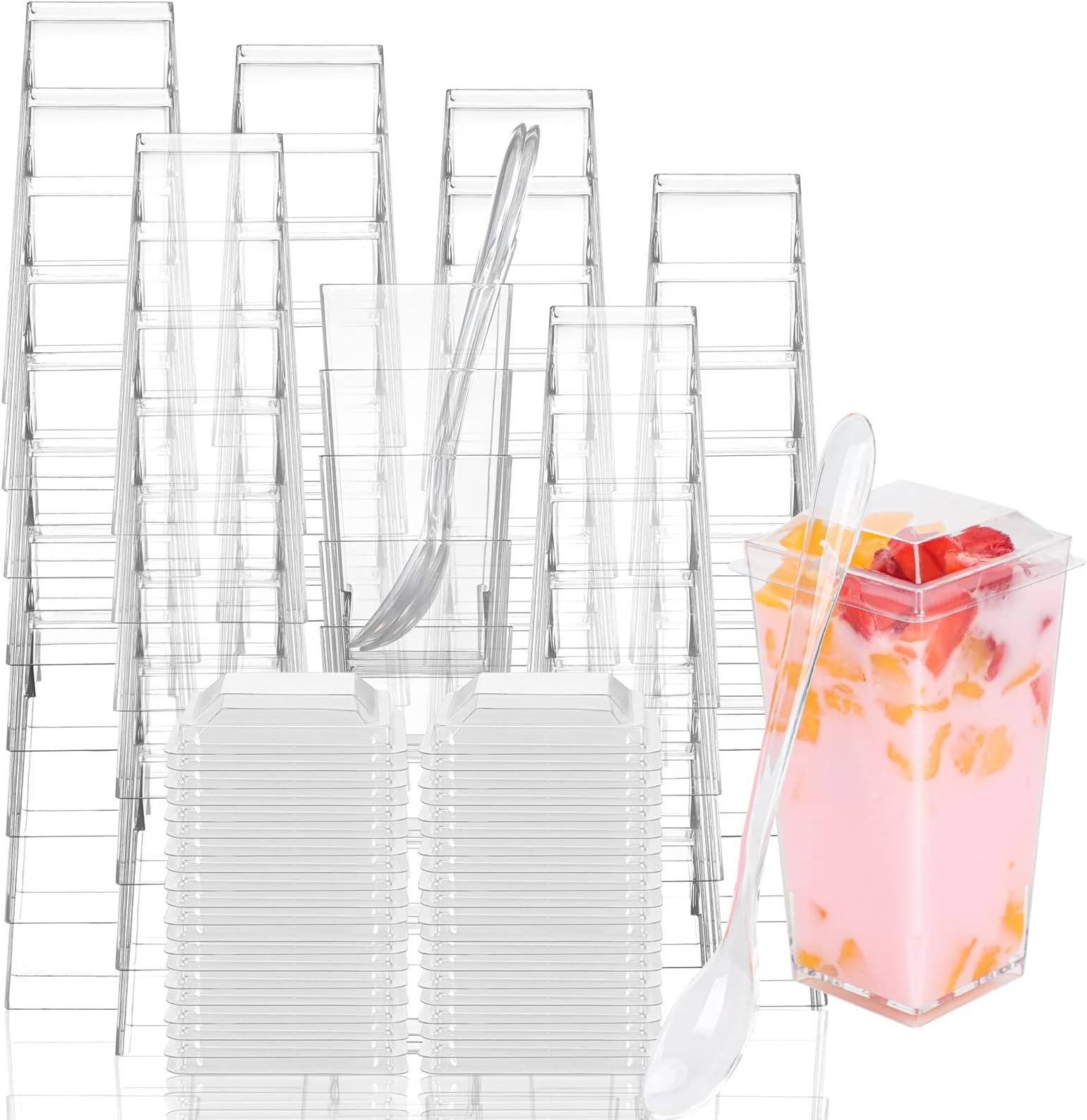 Amazon.com: 5 oz (50pk Plastic Dessert Cups With Dome Lids And Spoons ...