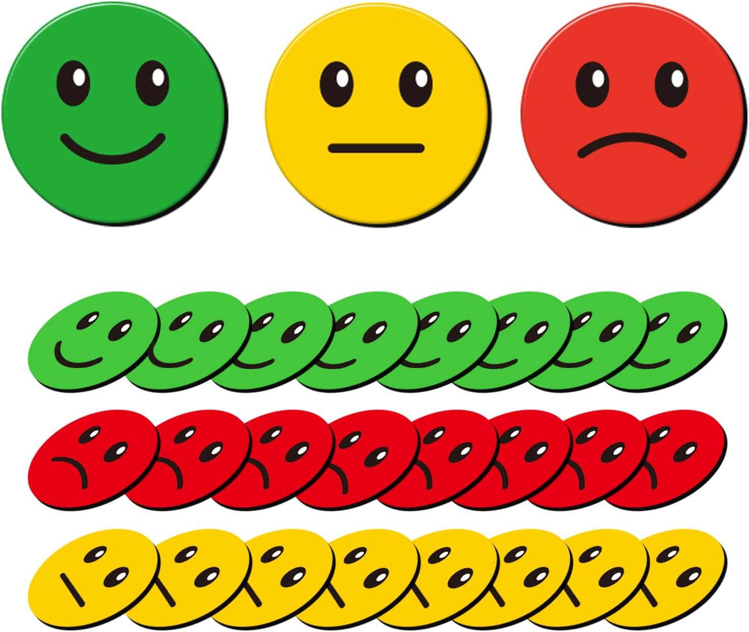 Amazon.com: 60 Pcs 1” Red Green Yellow Smiley Face Magnets, Colored ...