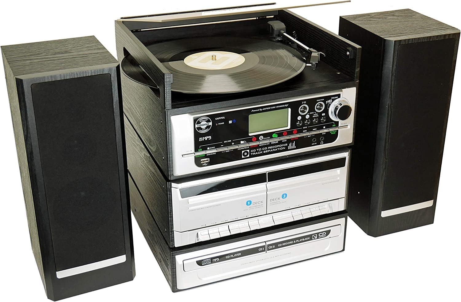 Steepletone Capitol Music Stack System, CD Burner. CD RECORDING 6-in-1 ...