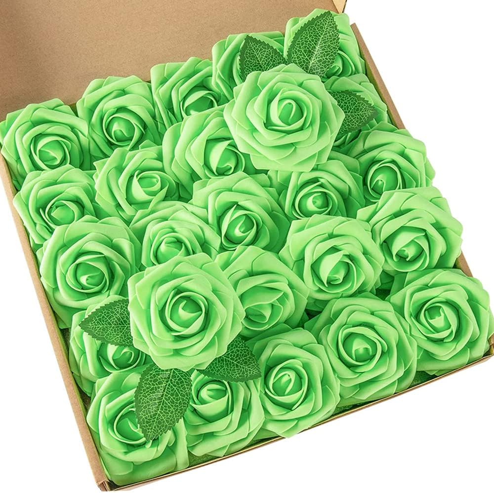 Amazon.com: DuHouse 25Pcs Artificial Roses Flowers Fake Roses with ...