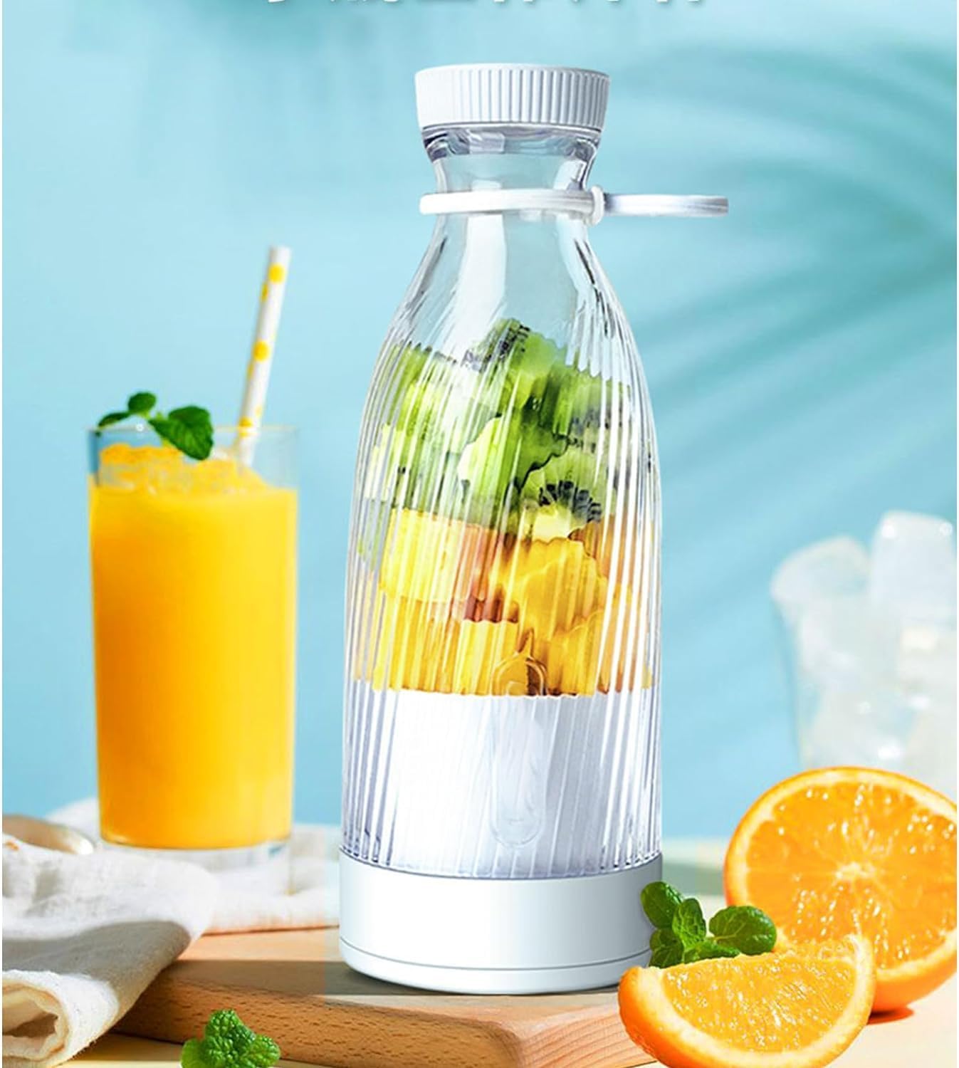 Licuadora Portátil, 500ML Mini Licuadora Recargable con 4 Cuchillas ...