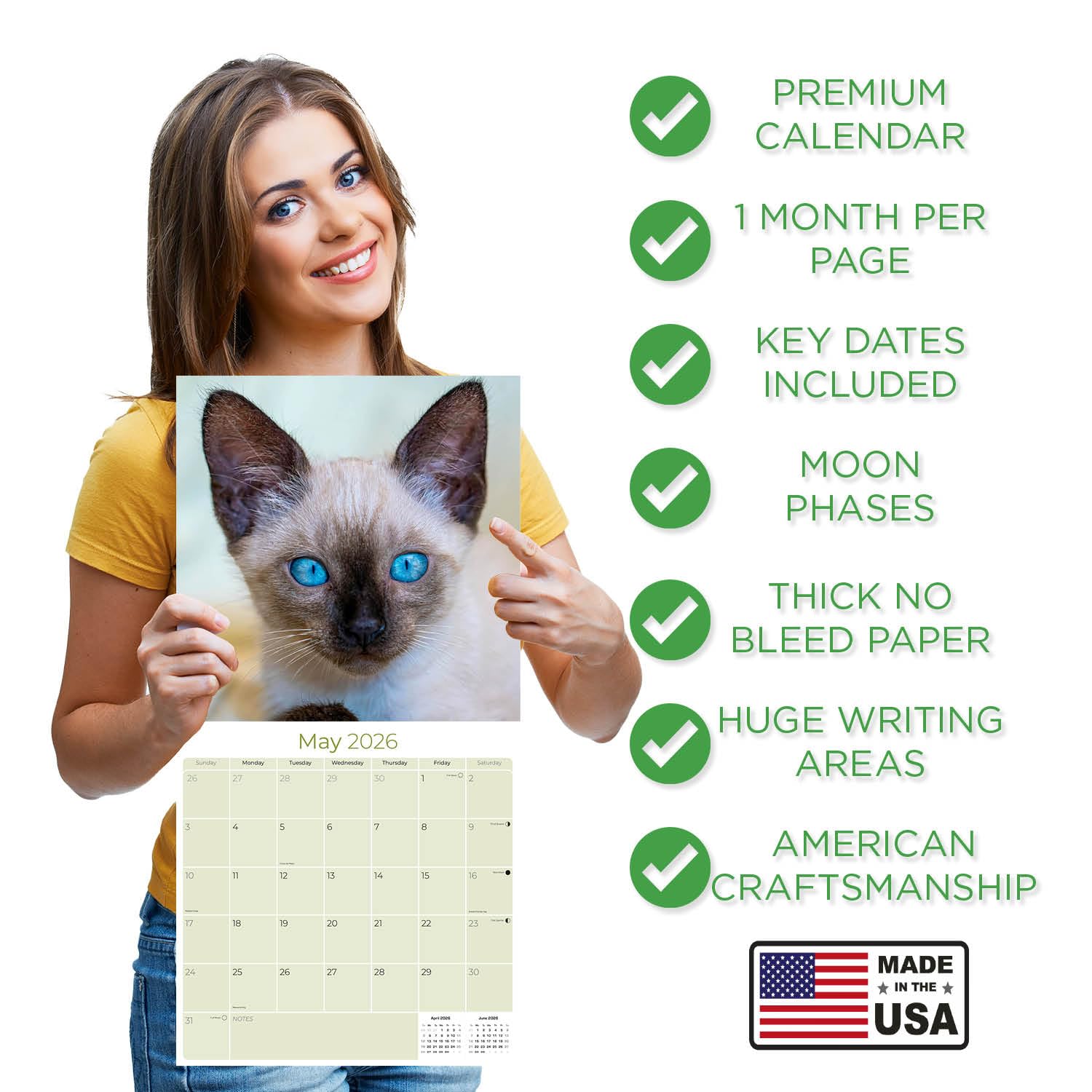 Snapklik.com : 2026 Cats Calendar - Cute Animal Monthly Wall Calendar ...
