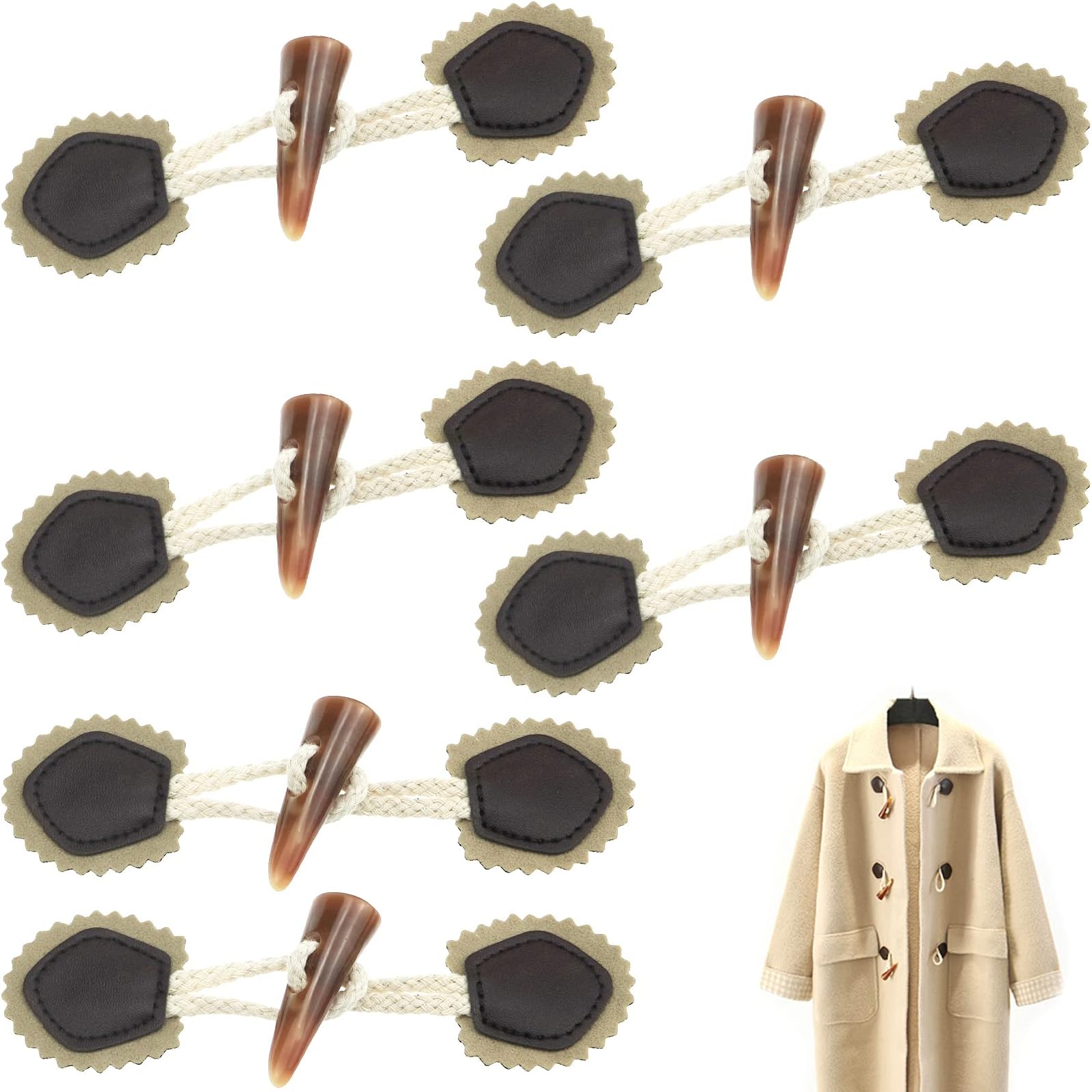 Amazon.com: MAGICLULU 6 Pairs Vintage Leather Horn Coat Buttons Leather ...