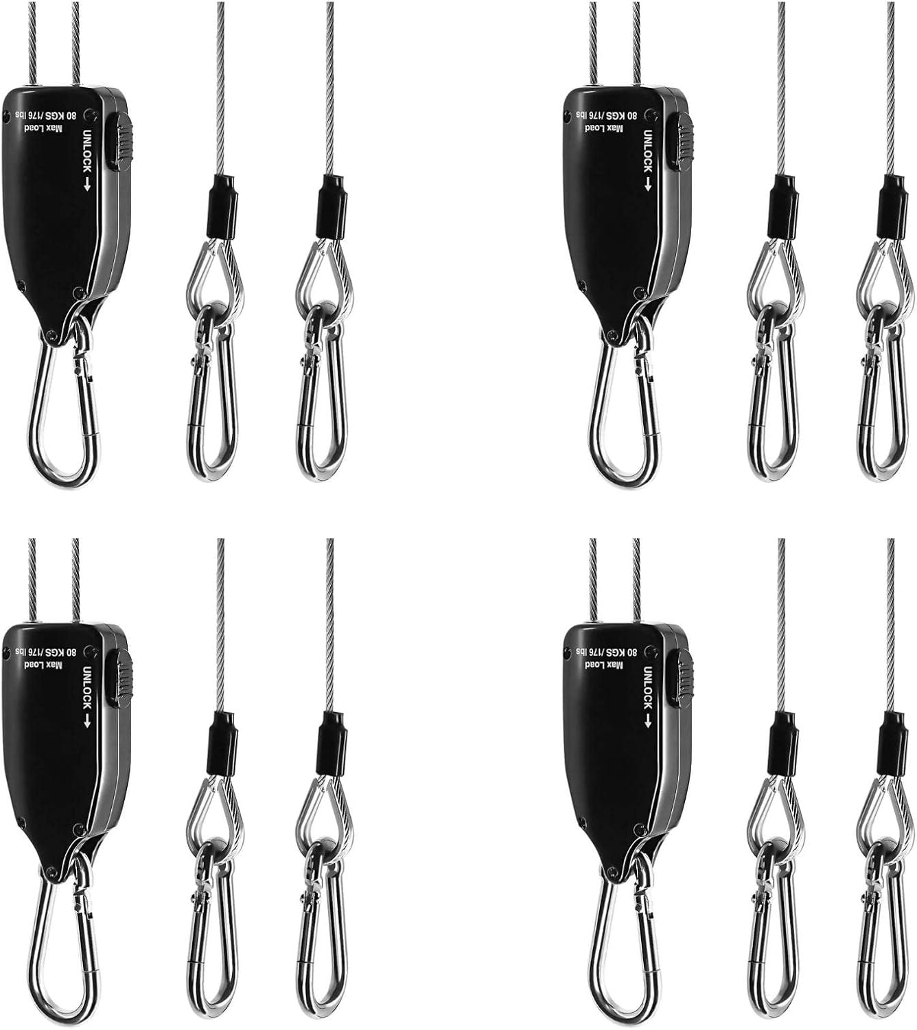 Amazon.com: iPower 4-Pack Steel Wire Grow Light Hangers Adjustable 4 ...