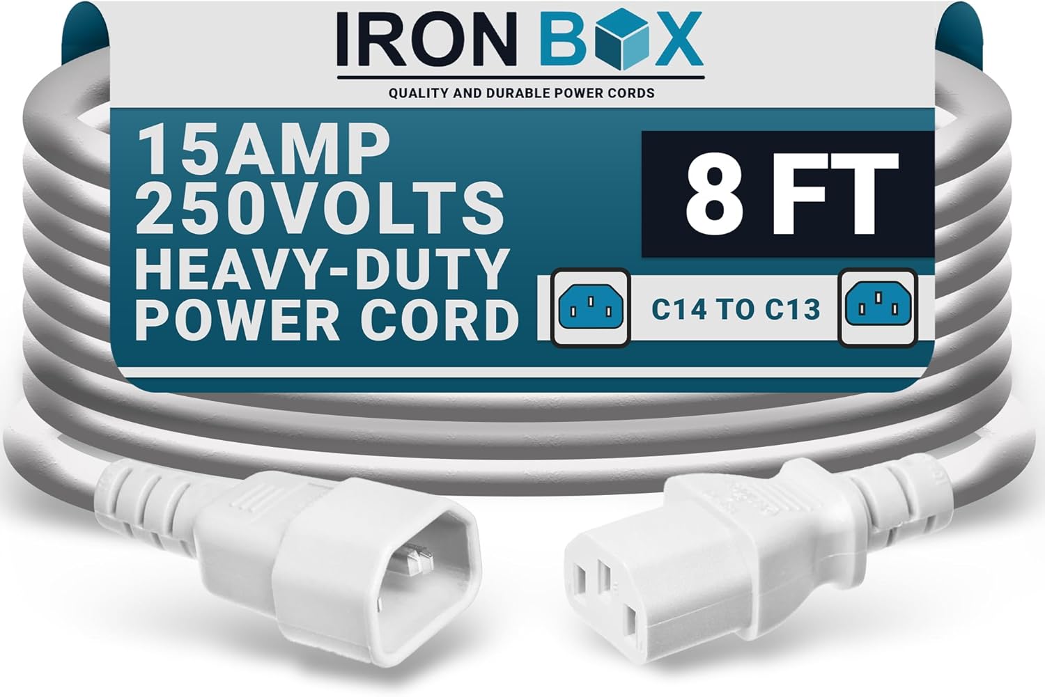 Amazon.com: IronBox Electric C14 to C13 Power Cord - 15A/250V, 14/3 AWG ...
