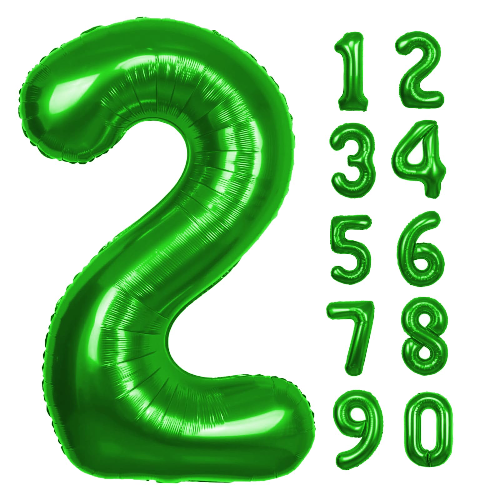 Amazon.com: 40 inch Green Number 2 Balloon, Giant Large 2 Foil Balloon ...