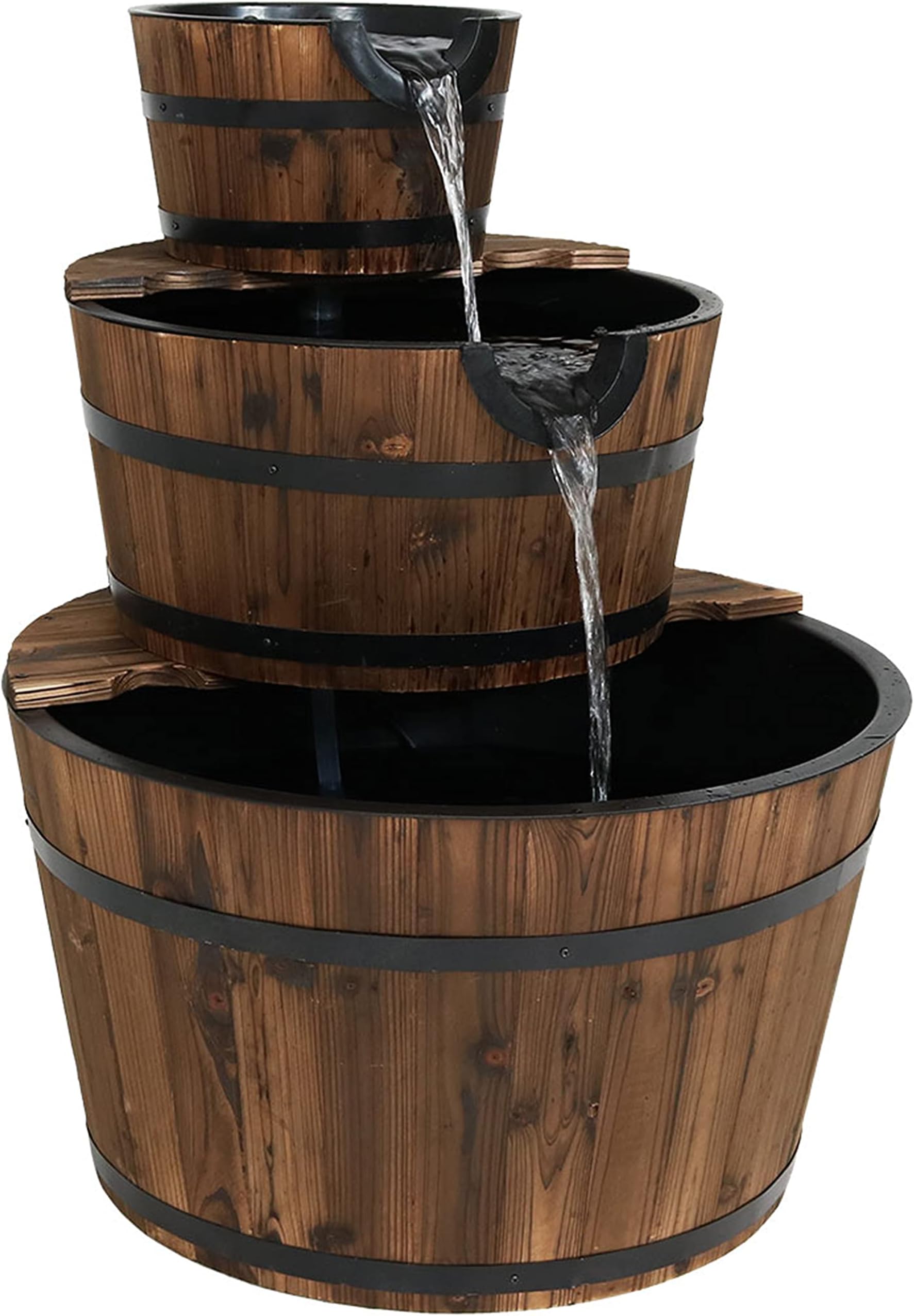 Amazon.com: YI 40-Inch 3 Tier Barrel Waterfall Fountain Outdoor Water ...