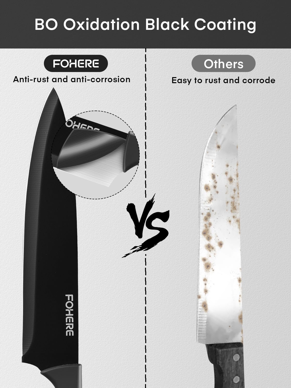 Snapklik.com : Knife Set, FOHERE 13 Pcs Self Sharpening Knife Set, High ...