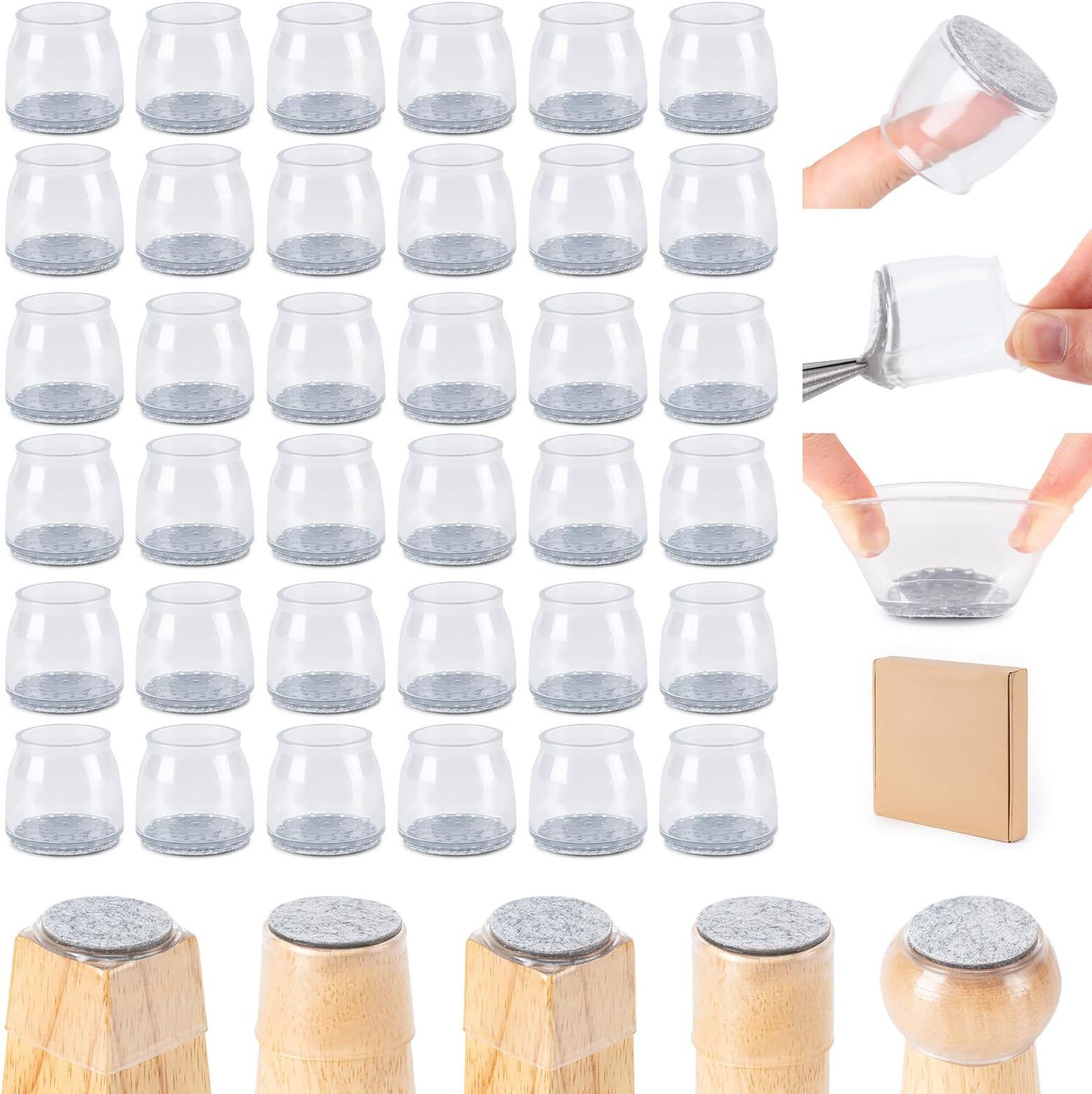 3/4" Round Chair Leg Floor Protectors for Hardwood and Tile Floors ...