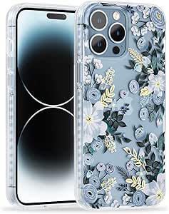 Amazon.com: SCORPIFY for iPhone 15 Pro Max Case with Blue Nemophila Floral Design, Cute Clear ...