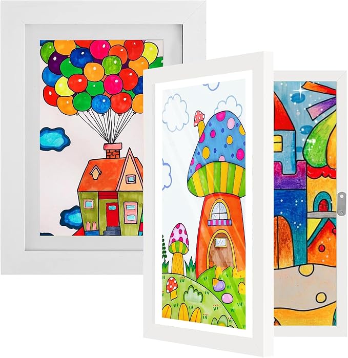 Kids Art Frames 2 Pack A4 Artwork Display Frame Fillable Front Opening ...
