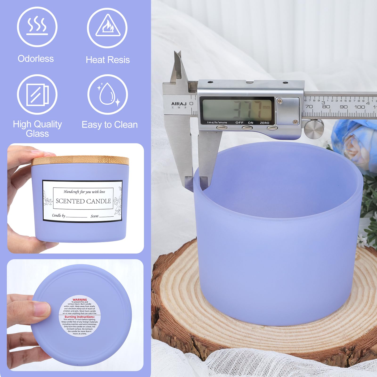 Snapklik.com : CONNOO 8 Pack 12 OZ Purple Glass Wide Mouth Candle Jars ...