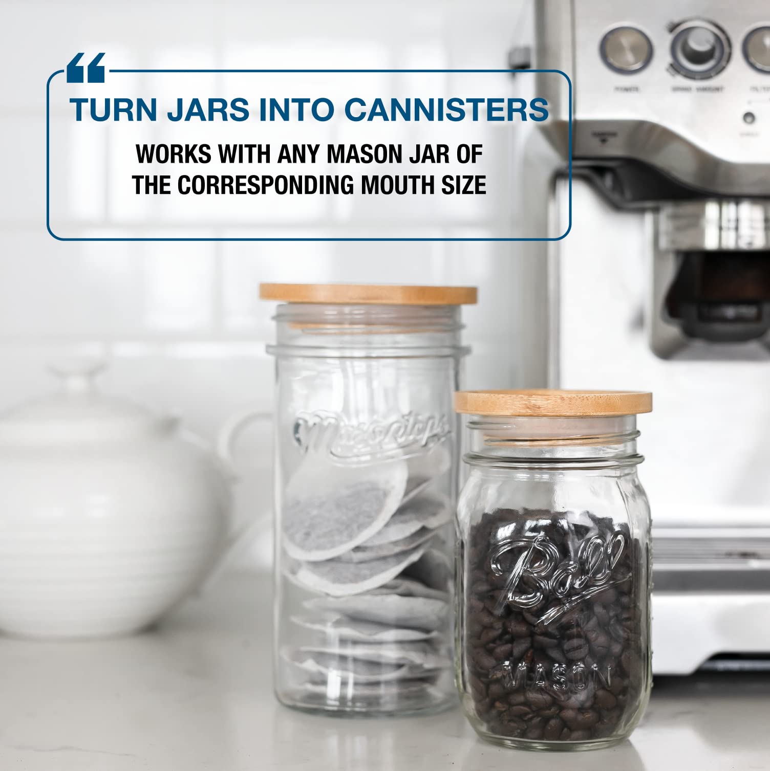 Snapklik.com : Masontops Timber Tops Bamboo Wooden Lids For Regular ...