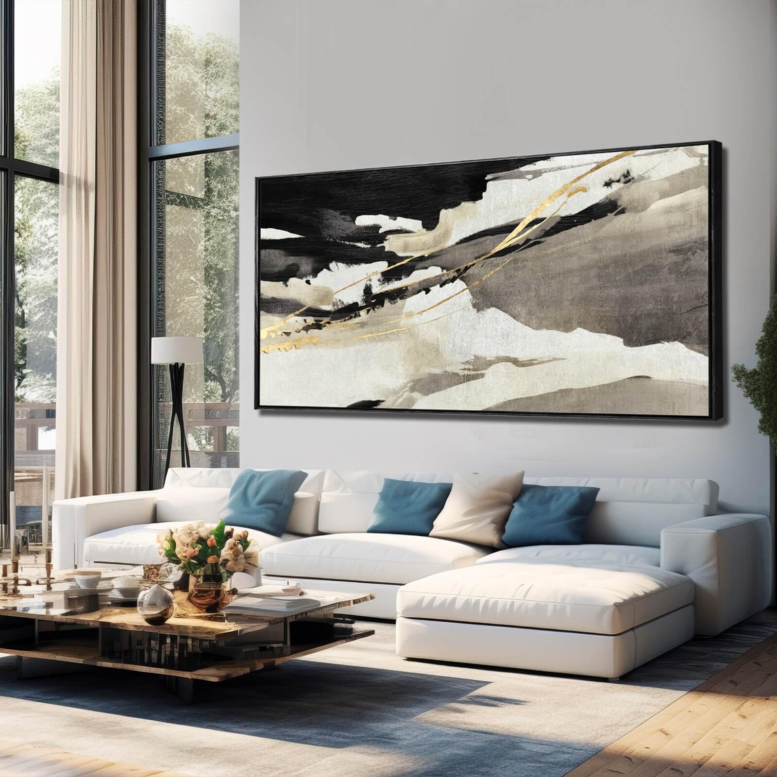 Amazon.com: Kureful Large Abstract Wall Art Black and White Canvas ...