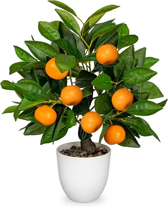 Amazon.com: Artificial Potted Plants 16.1 inches Fake Orange Tree ...