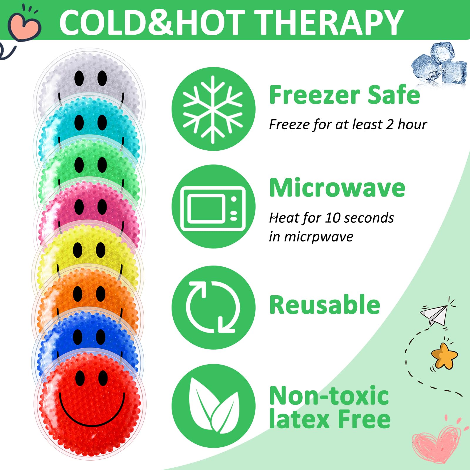 TrelaCo 48 Pieces Smile Boo Boo Ice Packs Small Gel Hot Cold Packs ...